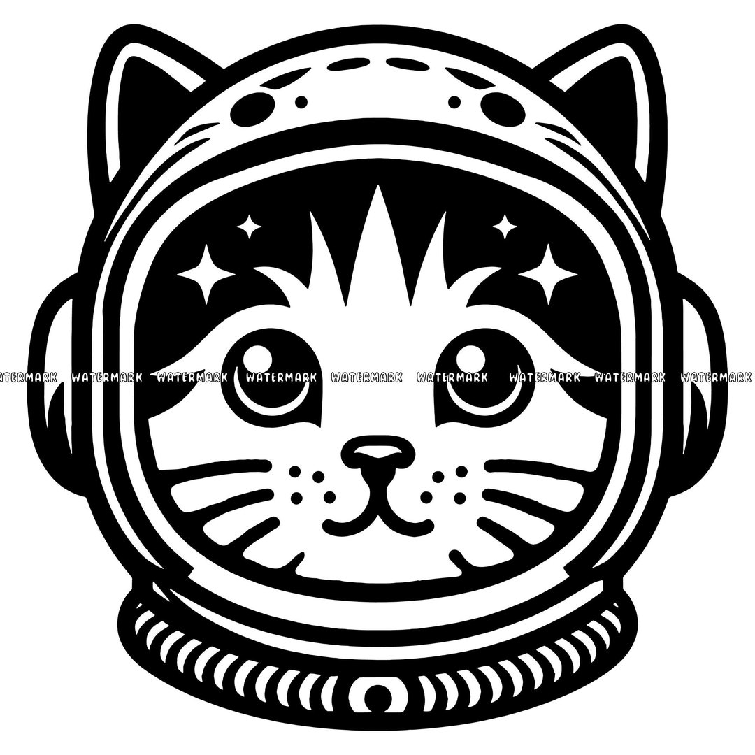 Space Cat Astronaut SVG DXF PNG Cut File Clipart Digital File Svg File ...