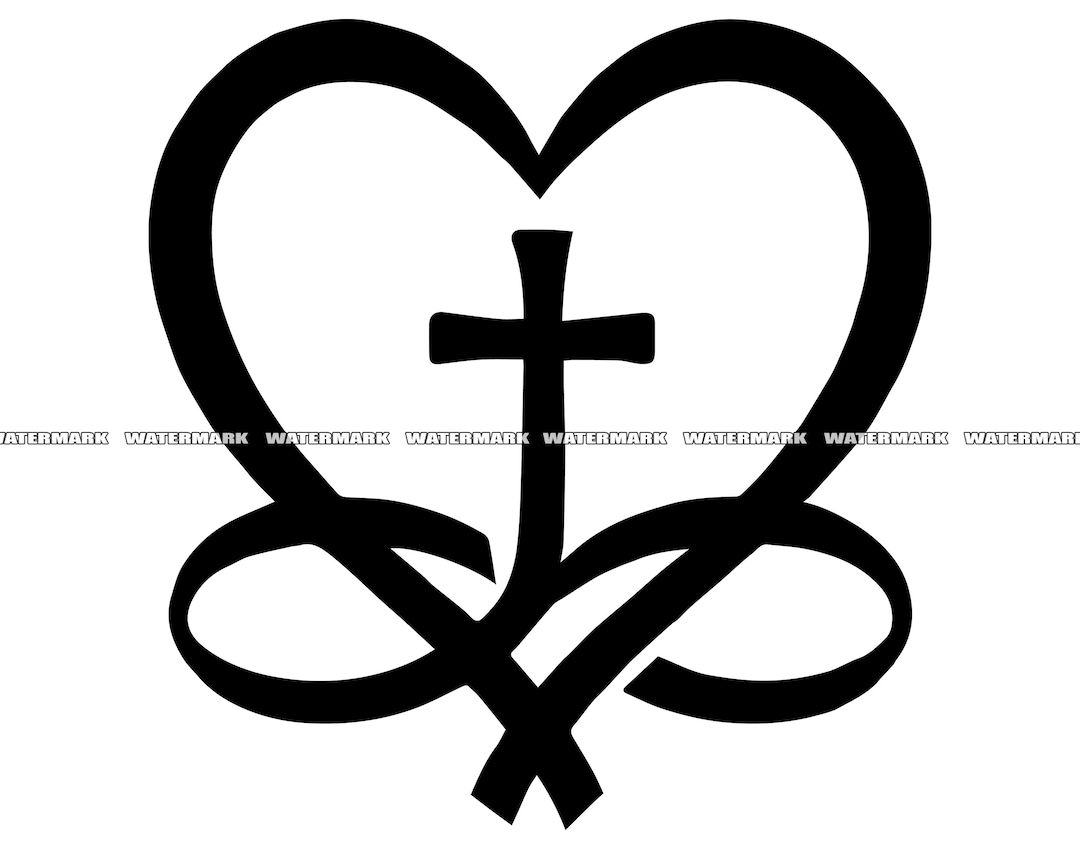 Heart Cross SVG, Heart Cross Cut File, Heart Cross DXF, Heart Cross PNG ...