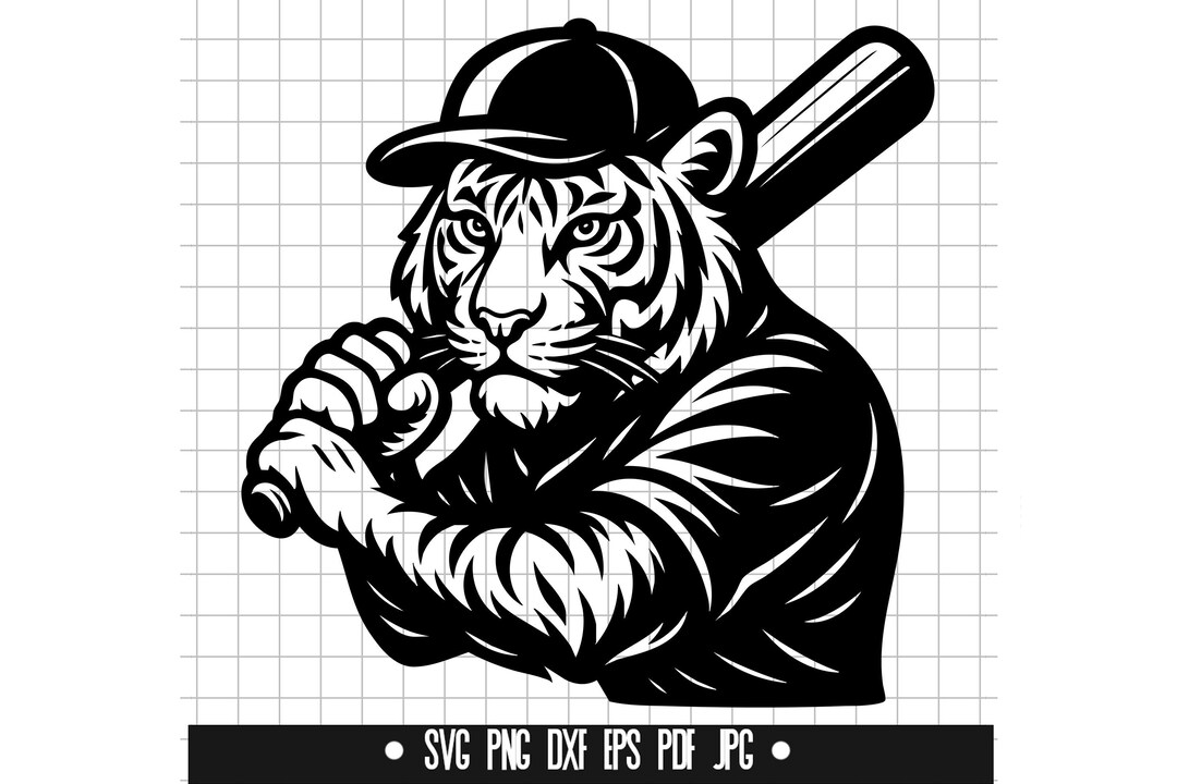 Tiger Baseball SVG, Sport Tiger DXF, Mascot Animal PNG, Baseball Svg ...