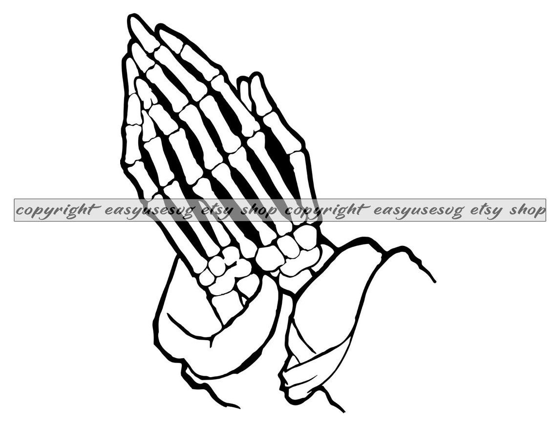 Praying Skeleton Hand Svg Praying Skeleton Svg Download Now Etsy