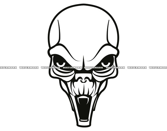 Alien Skull SVG Alien Skull Cut File Alien Skull DXF Alien - Etsy