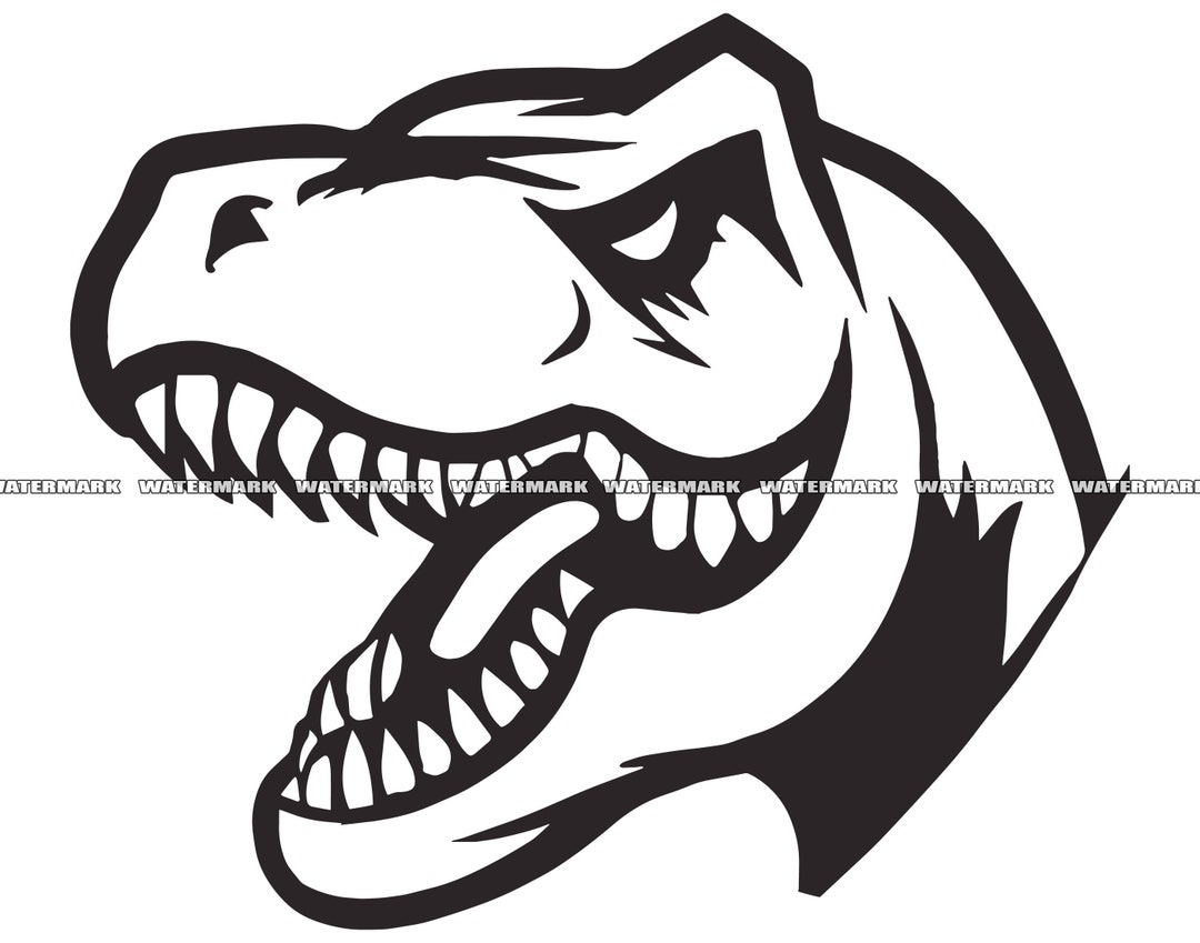 Dinosaur Trex Head Mascot #2 SVG, Cut File, DXF, PNG, Clipart ...