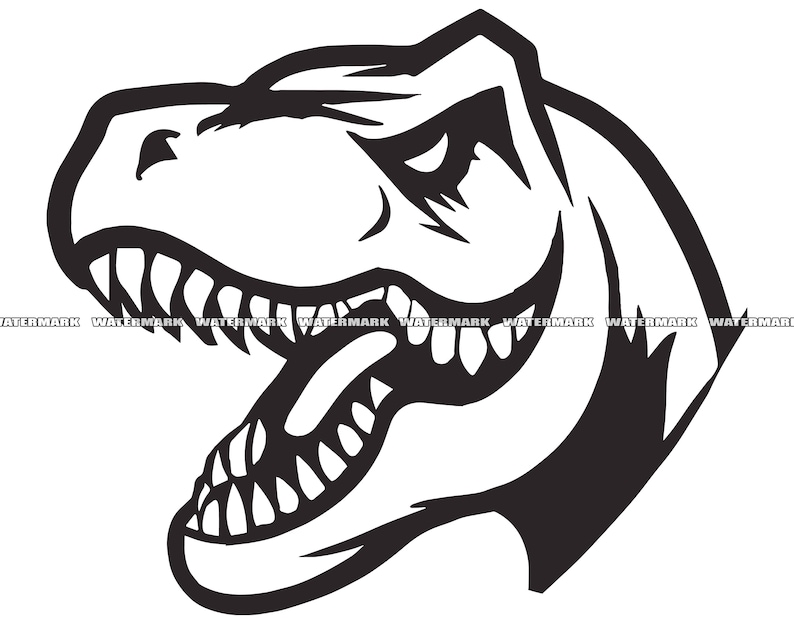 Dinosaur Trex Head Mascot 2 SVG Cut File DXF PNG Clipart - Etsy