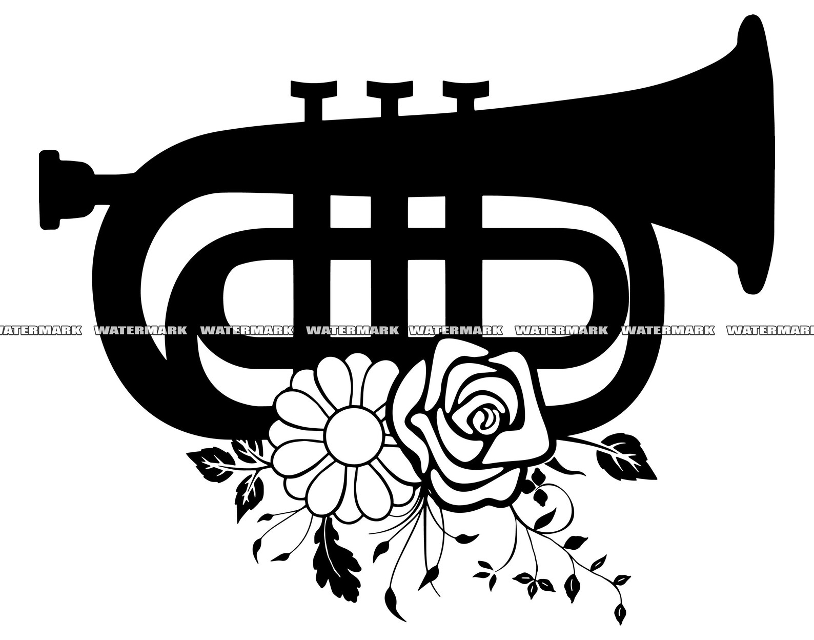 Floral Mellophone SVG, Floral Mellophone Cut File, Floral Mellophone ...