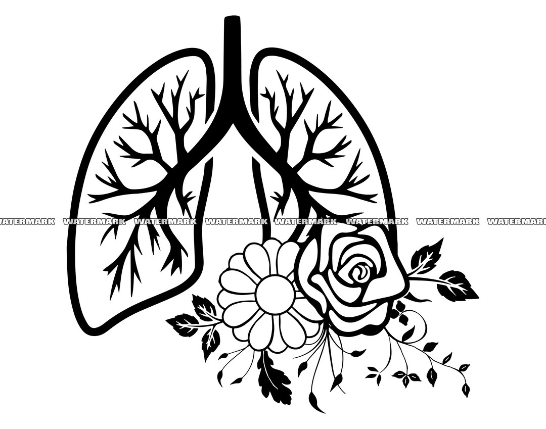 Floral Lungs SVG, Floral Lungs Cut File, Floral Lungs DXF, Floral Lungs ...
