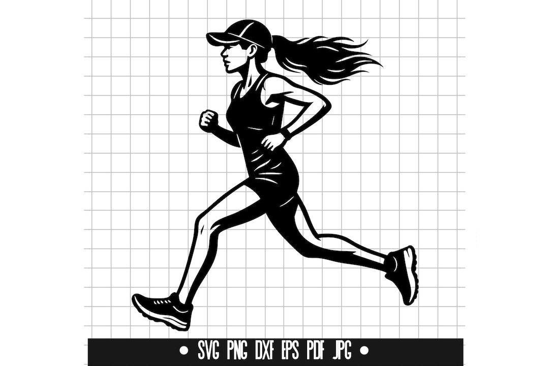 Female Runner SVG, Woman DXF, Running PNG, Jogging Cut File, Clipart ...