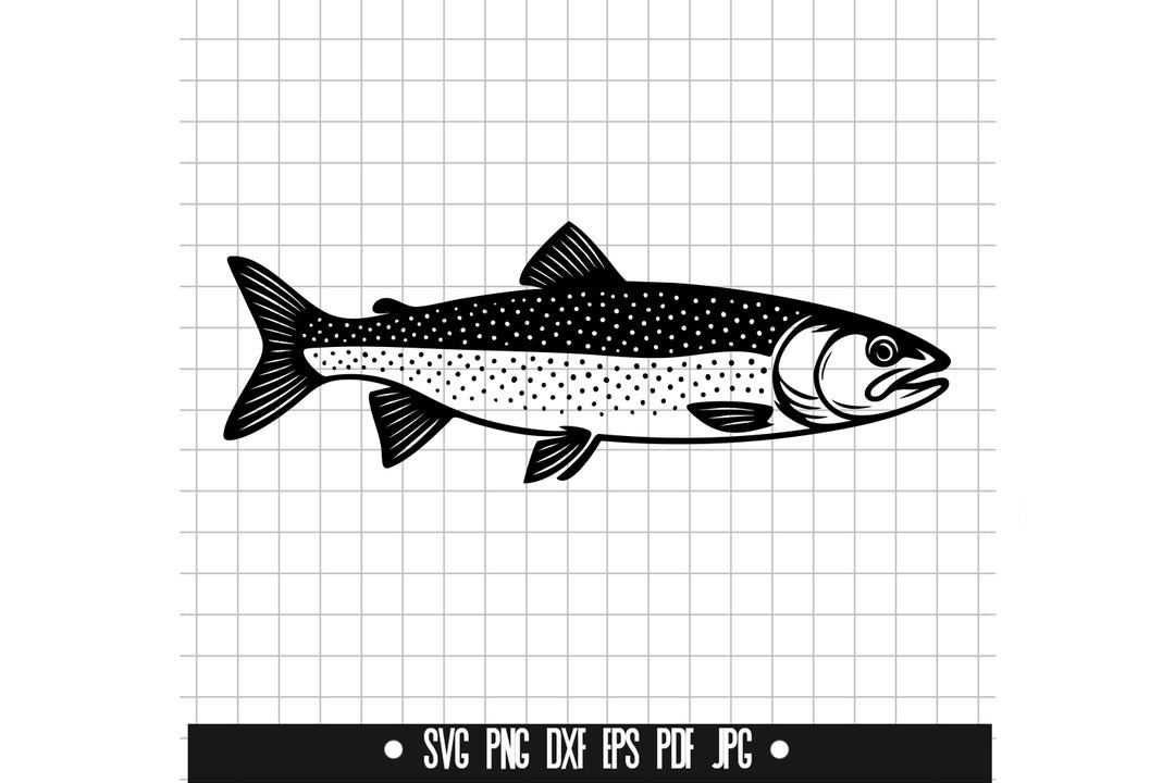 Lake Trout SVG, Trout DXF, Trout PNG, Trout Cut File, Clipart, Digital ...