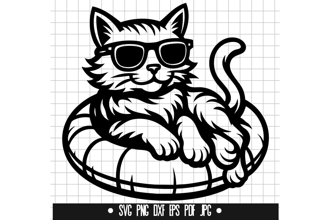 Cat Float SVG, Cat Float DXF, Cat Float PNG, Cat Float Cut File ...