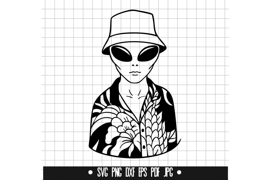 Alien SVG, Vacation Alien DXF, Funny Alien PNG, Space Cut File, Clipart ...