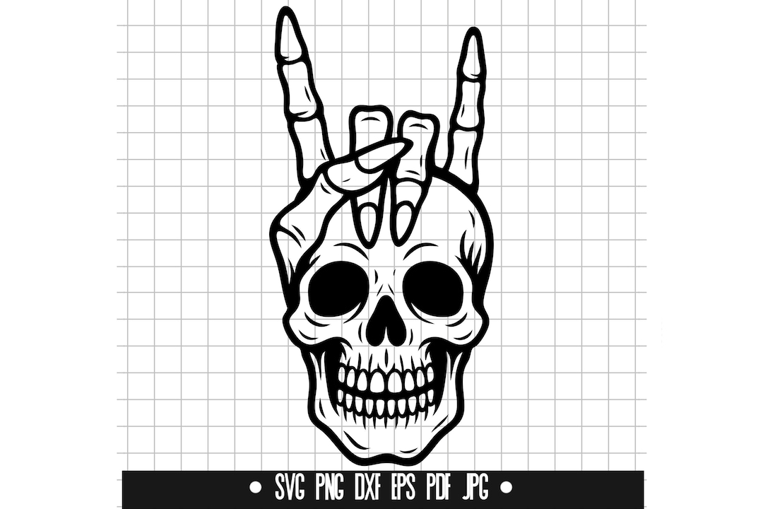Rock Hand Skull SVG, Rock Hand Skull DXF, Rock Hand Skull PNG, Rock ...