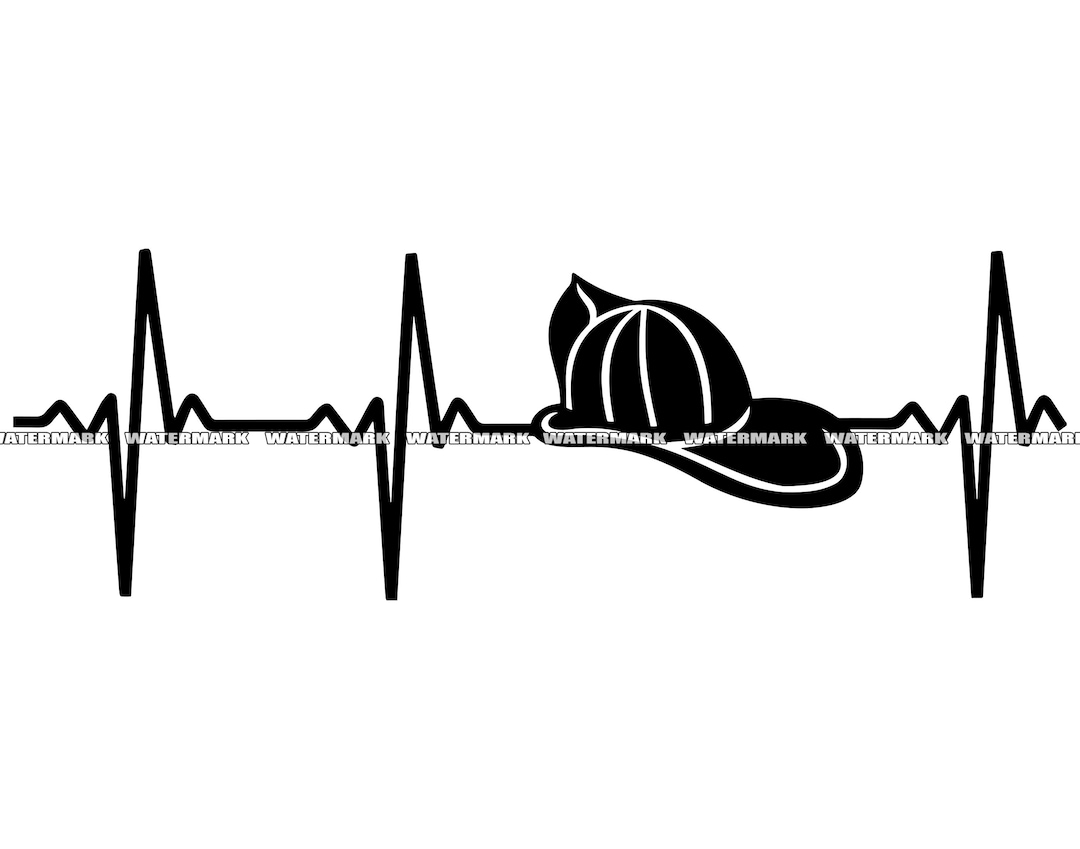 Heartbeat Ekg Firefighter Helmet SVG 1 Fire Prevention - Etsy