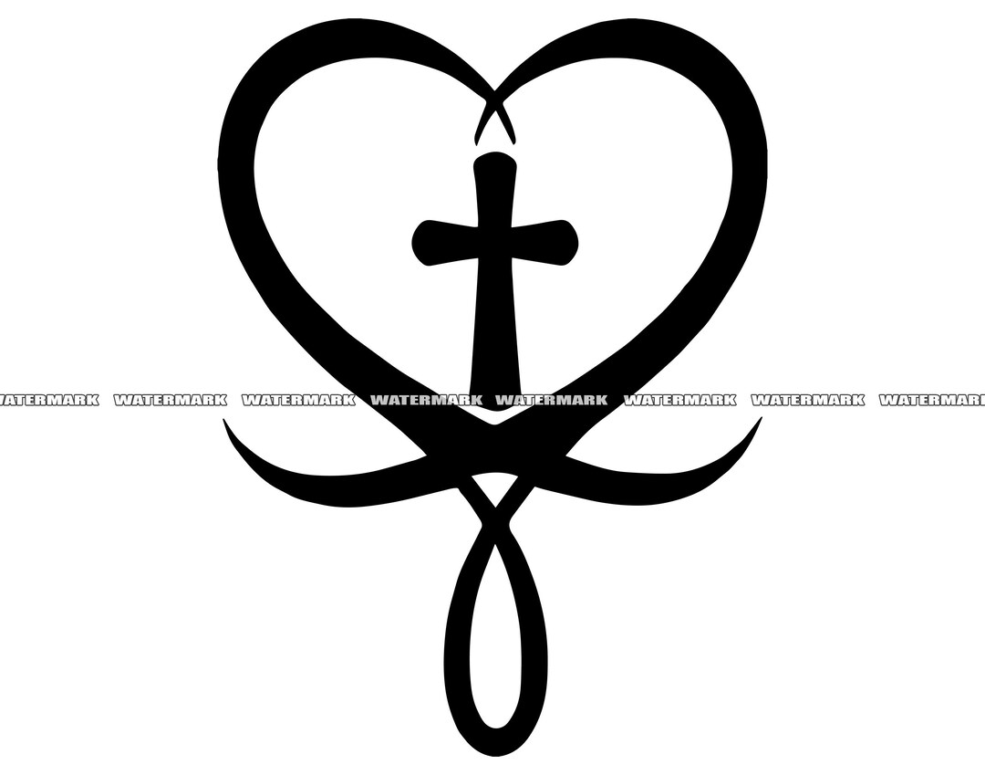 Heart Cross SVG Heart Cross Cut File Heart Cross DXF Heart - Etsy