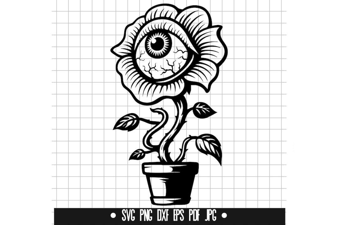 Eyeball Flower SVG, Creepy Flower DXF, Eyeball Flower PNG, Cut File ...