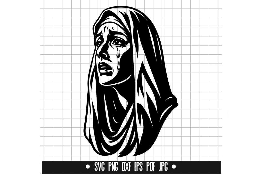 Virgin Mary SVG, Crying Holy Woman PNG, Religious Cut File, Clipart ...