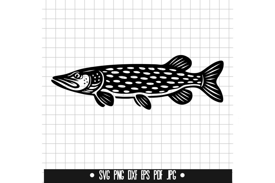 Northern Pike SVG, Pike DXF, Pike PNG, Pike Cut File, Clipart, Digital ...