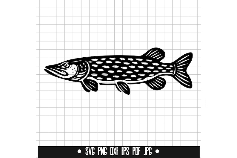 Northern Pike SVG, Pike DXF, Pike PNG, Pike Cut File, Clipart, Digital ...