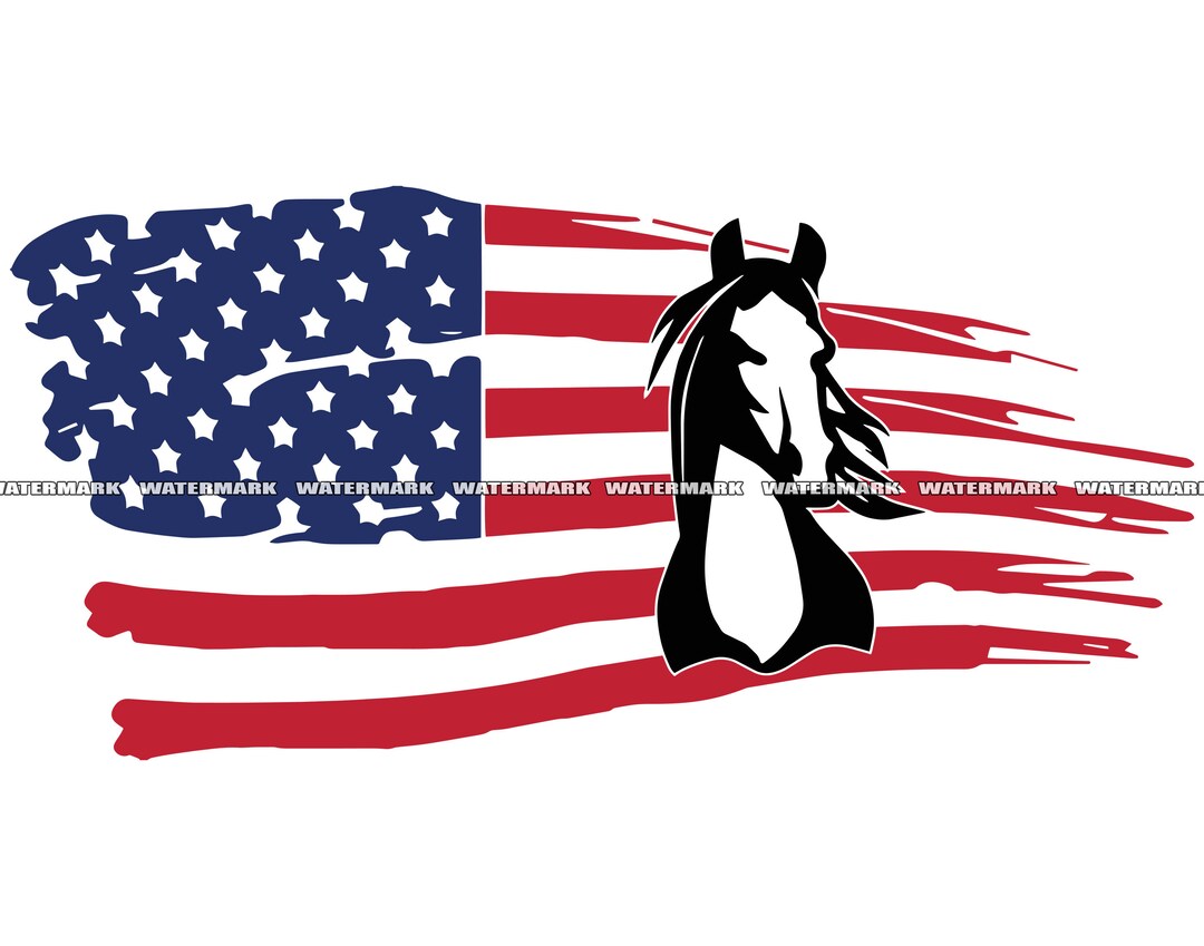 Horse With American Flag SVG 1 Stallion Steed Equestrian - Etsy