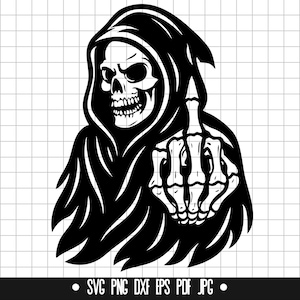 Grim Reaper Svg, Middle Finger Svg, Skeleton Svg, Skull Hood Svg ...