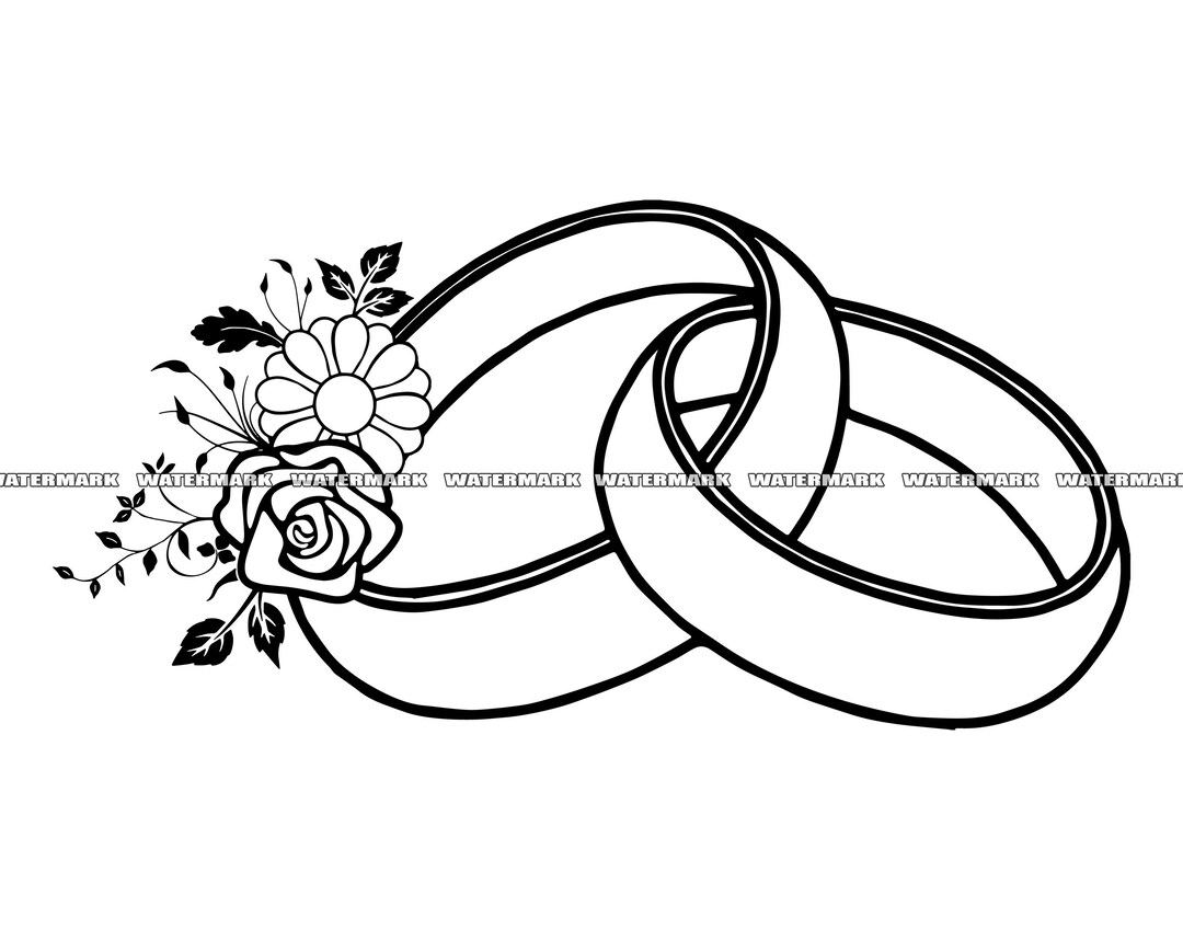 Floral Wedding Rings SVG, Floral Wedding Rings Cut File, Floral Wedding ...