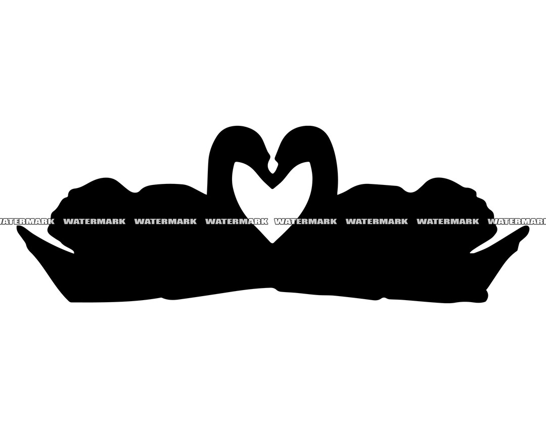 Swan Love Heart SVG Cut File DXF PNG Clipart Silhouette - Etsy