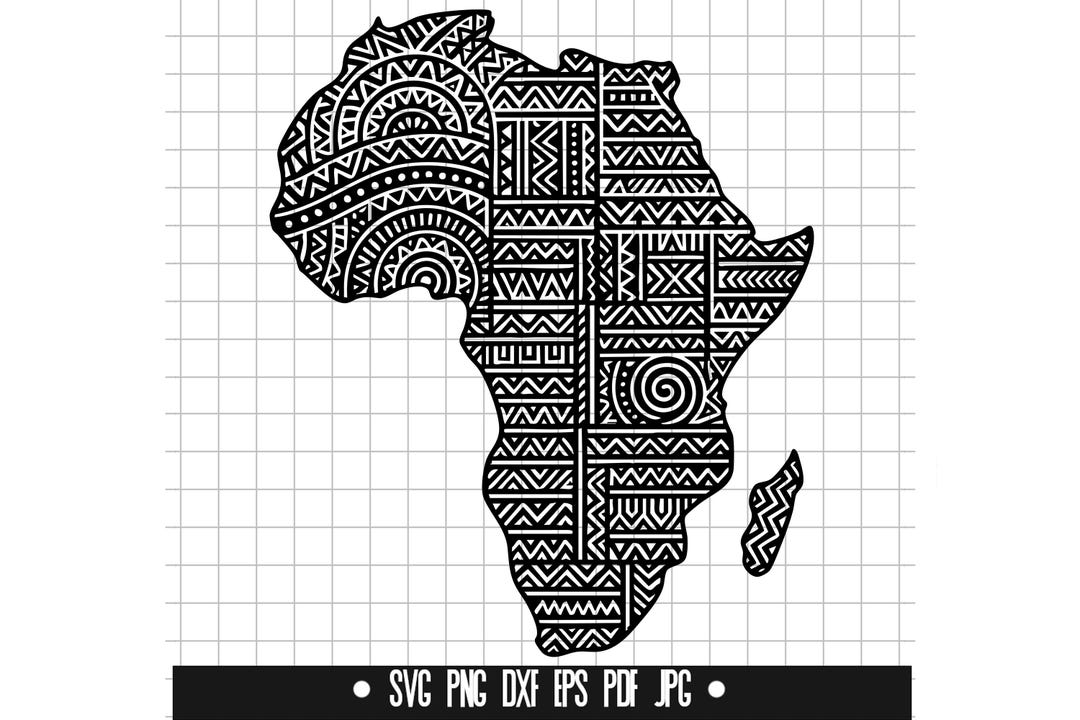 Africa Map Pattern SVG, Tribal Africa DXF, Africa Map PNG, Africa Cut ...