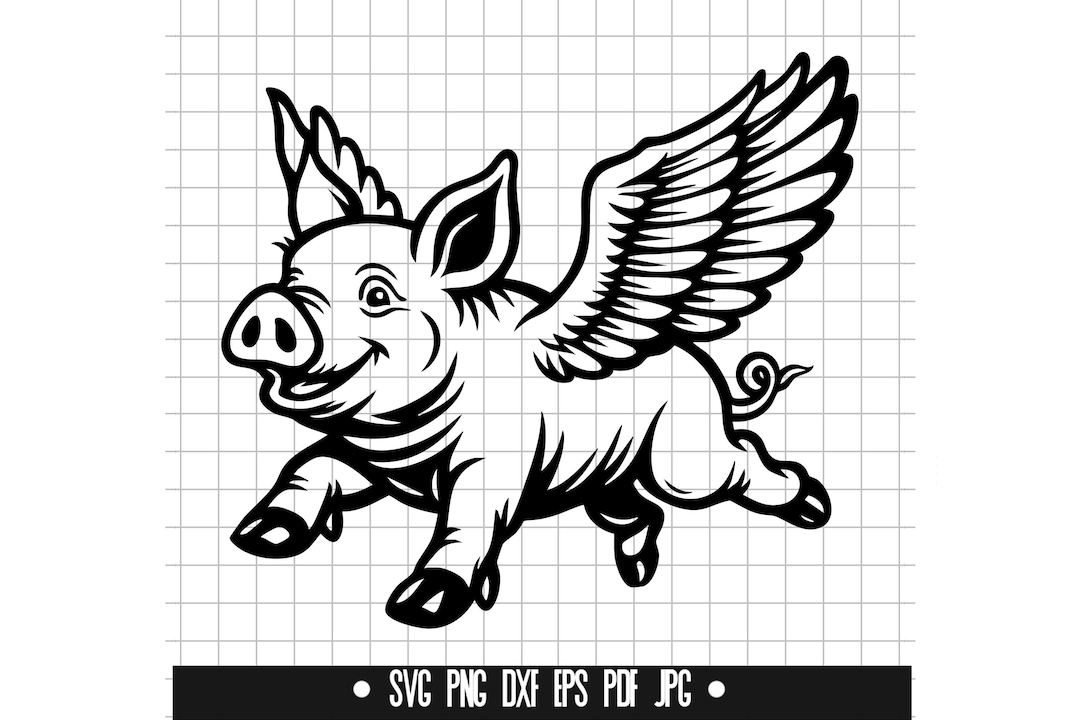 Flying Pig SVG, Flying Pig DXF, Flying Pig PNG, Flying Pig Cut File ...