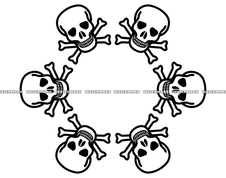 Skull Circle Frame SVG Skull Circle Frame Cut File Skull - Etsy