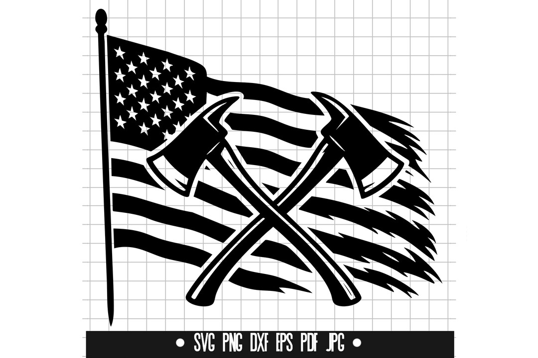 Firefighter Axes Flag SVG, Firefighter Axes Flag DXF, Firefighter Axes PNG, Cut File, Clipart ...