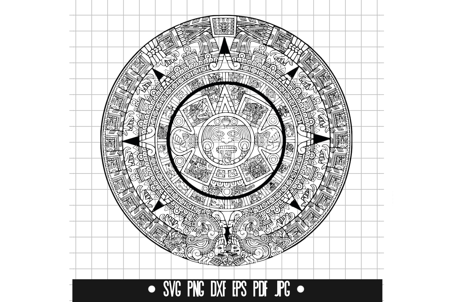Aztec Calendar SVG, Aztec Calendar Cut File, Aztec Calendar DXF, Aztec ...