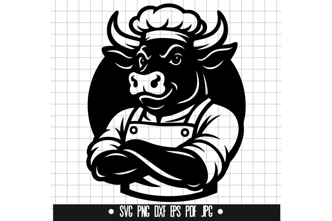 Bull Chef SVG, Bull Chef DXF, Bull Chef PNG, Bull Chef Cut File ...