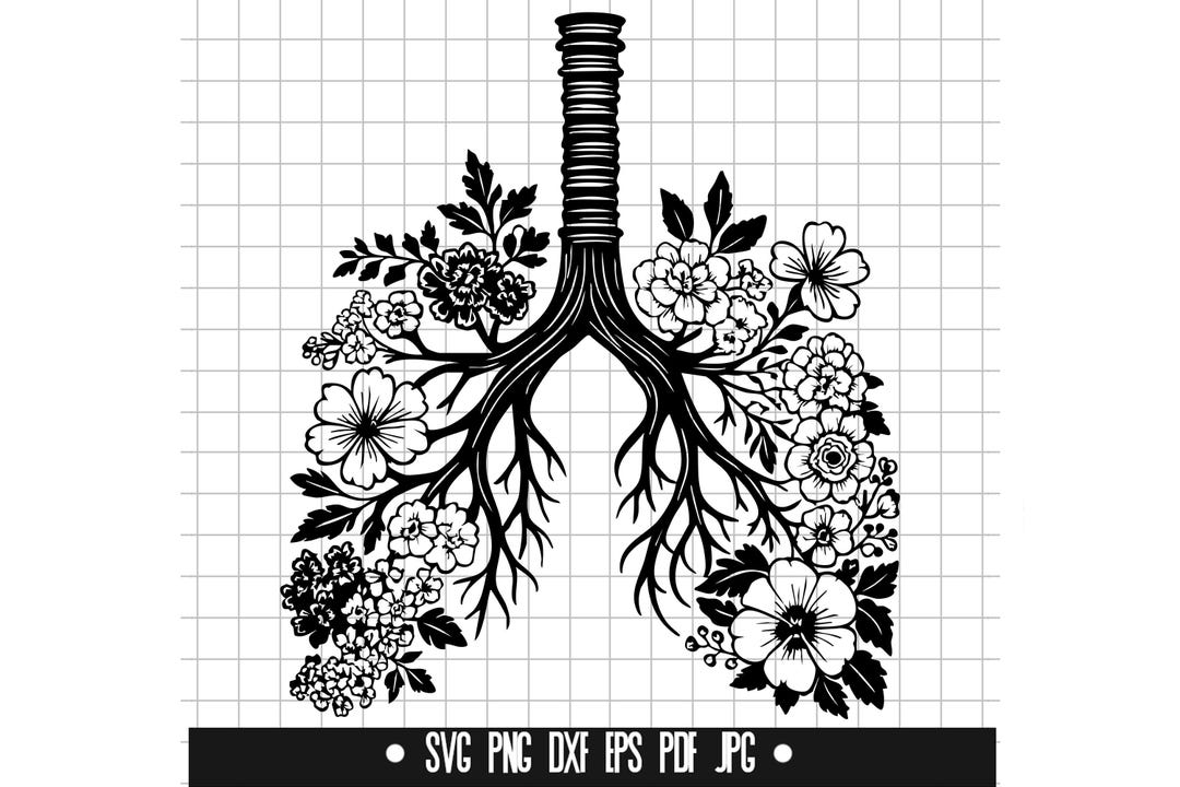 Floral Lungs SVG, Botanical Lungs Cut File, Clipart, Digital File, Svg ...