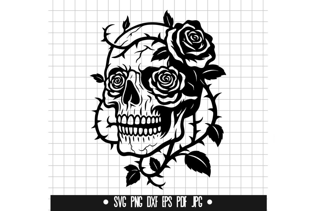 Skull Rose SVG, Skull Rose DXF, Skull Rose PNG, Skull Rose Cut File ...