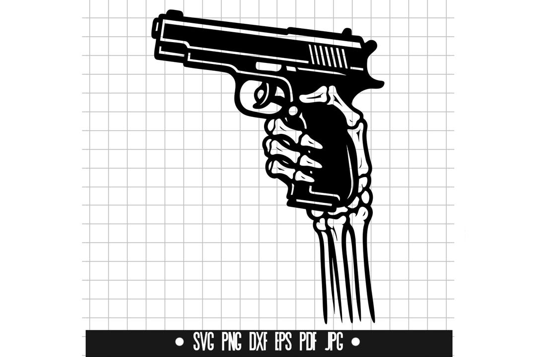 Skeleton Hand Gun SVG, Skeleton Hand Gun DXF, Skeleton Hand Gun PNG ...