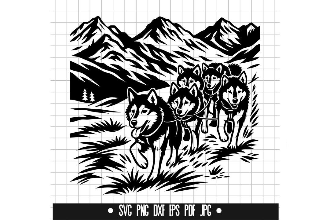 Sled Dogs SVG, Sled Dogs DXF, Sled Dogs PNG, Cut File, Clipart, Svg ...