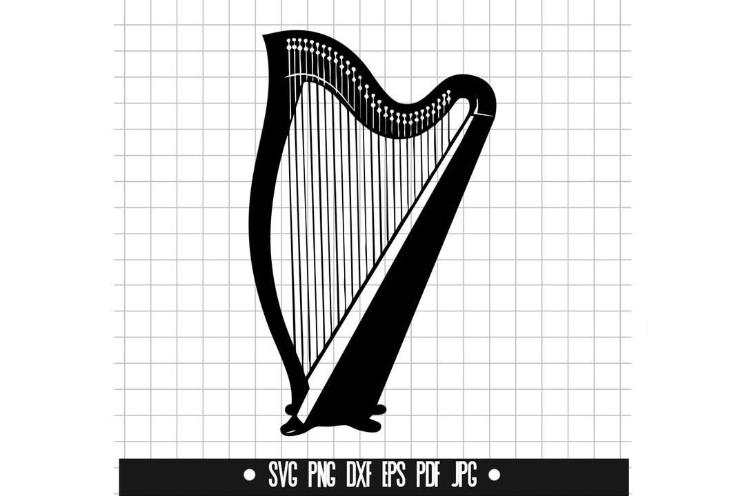 Harp SVG, String Instrument DXF, Classical Music PNG, Cut File, Clipart ...