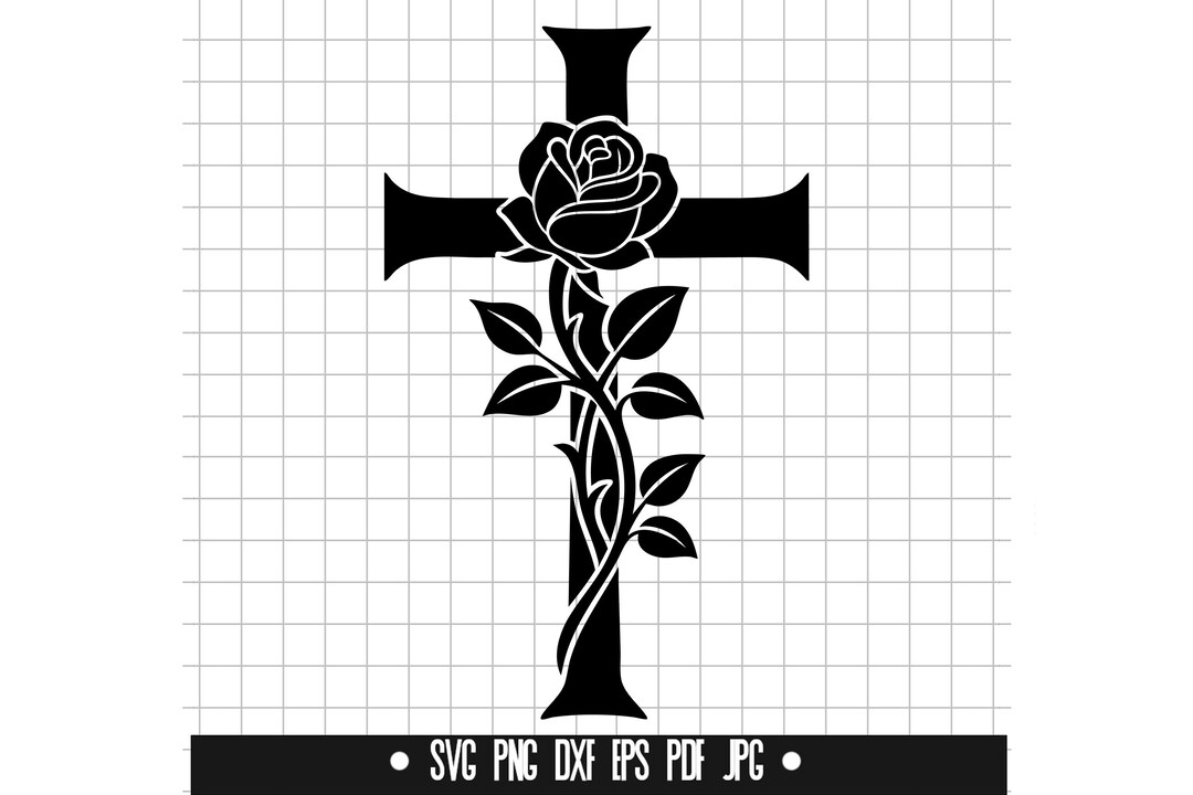 Cross and Rose Svg, Cross Rose Cut File Svg, Christian Svg, Floral ...