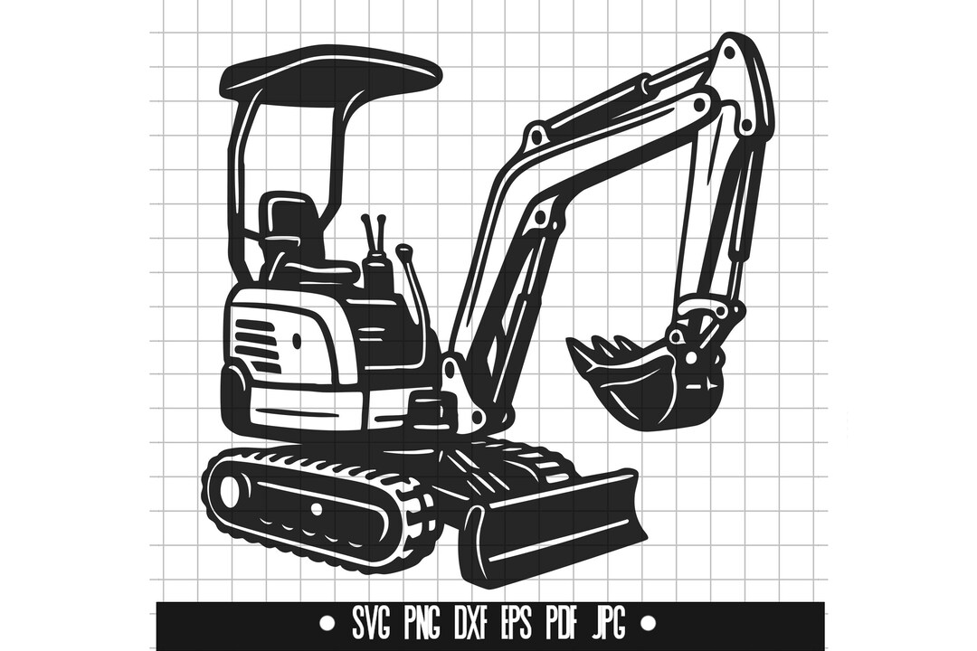 Mini Excavator SVG, Compact Digger DXF, Excavator PNG, Mini Digger Cut ...