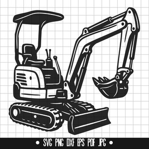 Mini Excavator SVG, Compact Digger DXF, Excavator PNG, Mini Digger Cut ...
