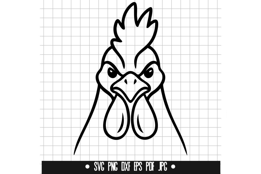 Angry Rooster Svg, Chicken Head Svg, Farm Animal Svg, Rooster Face Svg ...
