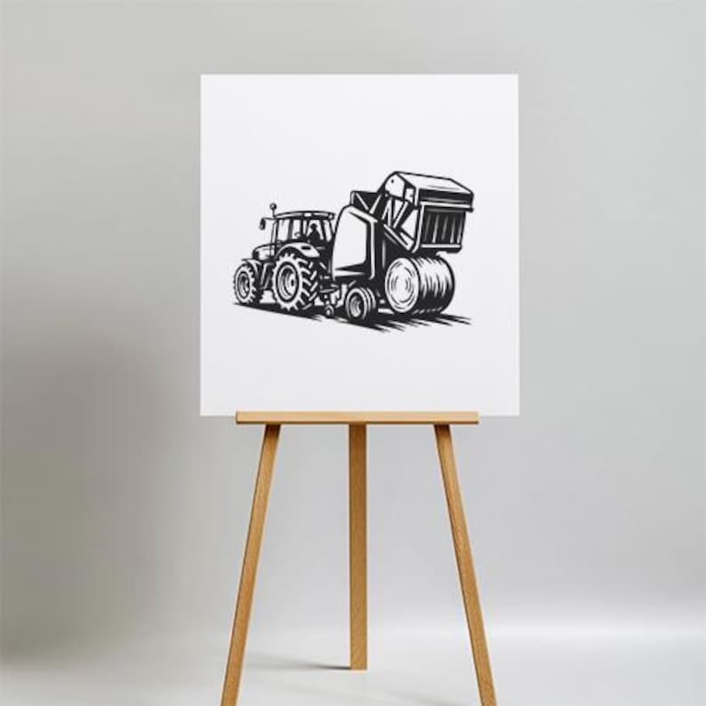 Tractor Baler SVG, Front Loader DXF, Farm Machine PNG, Baler Cut File ...