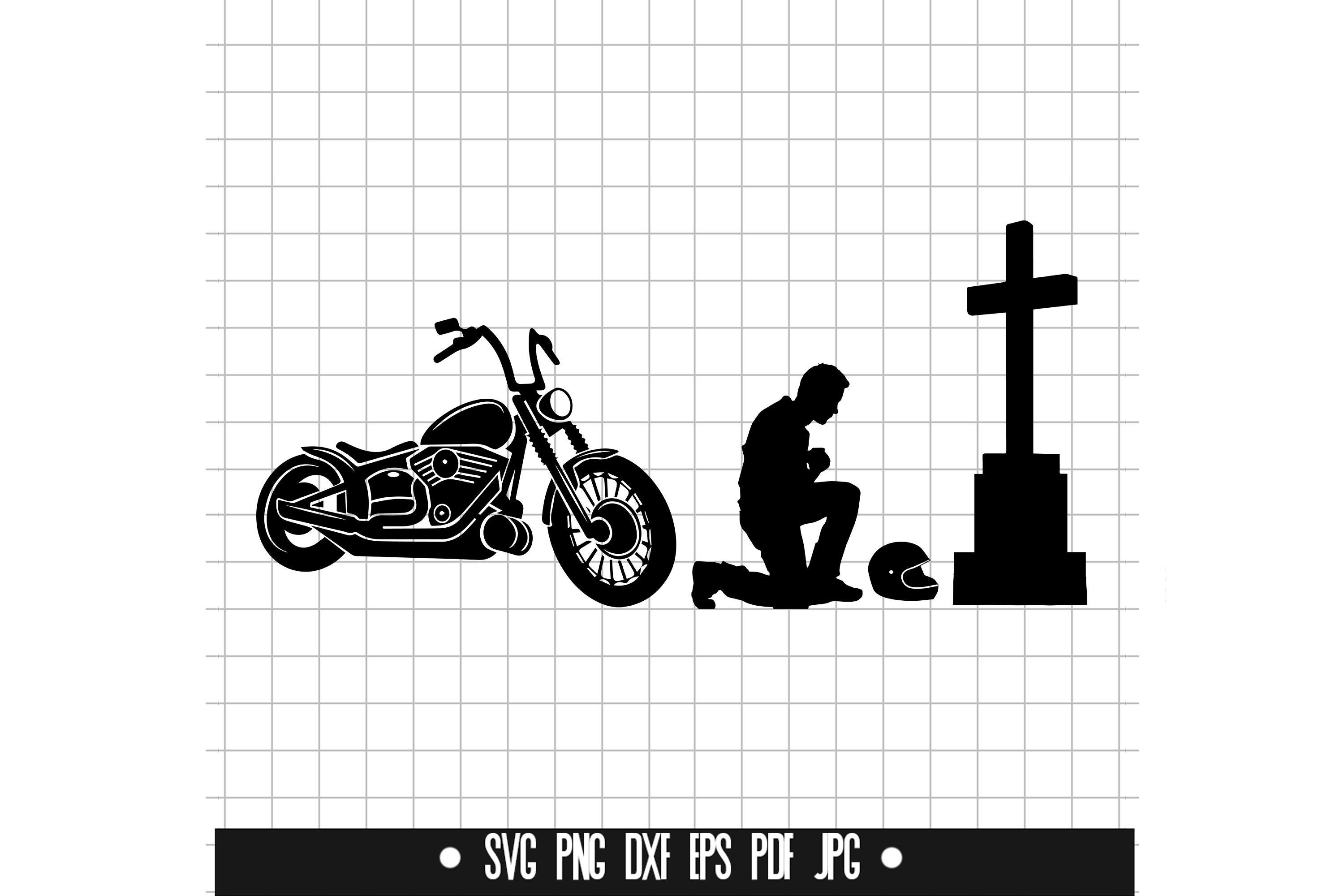Motorcycle Rider Kneeling Praying at Memorial Cross - Etsy
