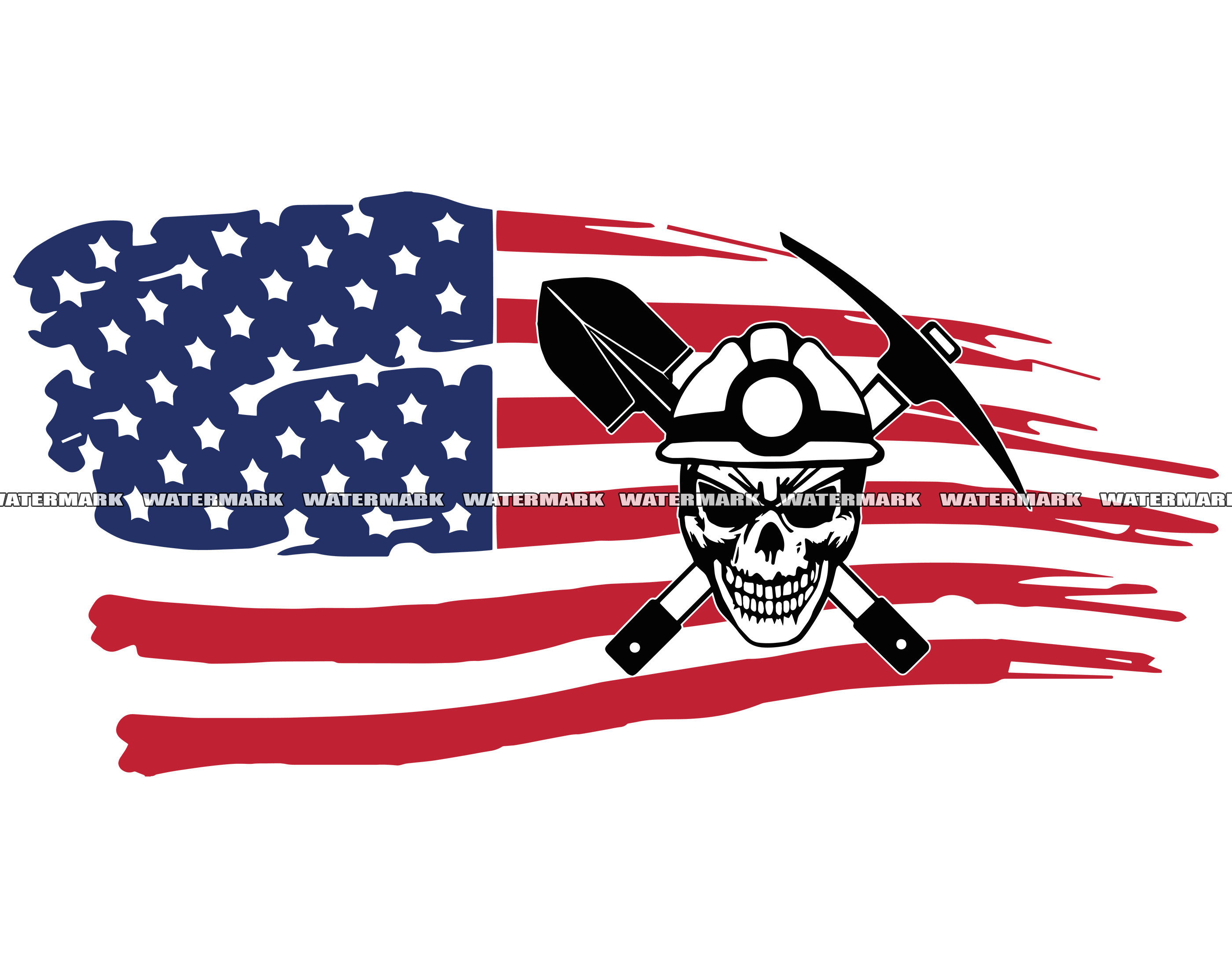 Miner Skull With American Flag SVG 4 Gold Mine Worker - Etsy