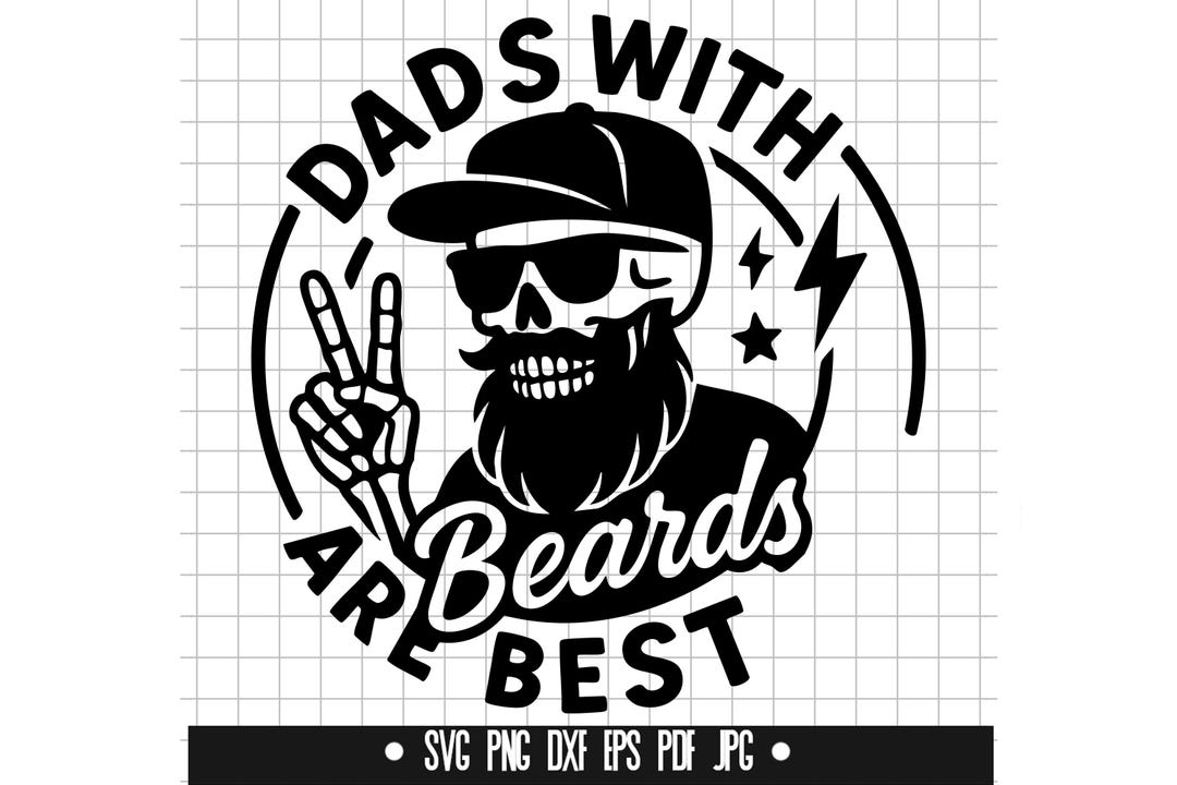 Dads With Beards Svg, Bearded Dad Svg, Skull Peace Dad Svg, Cool Father ...