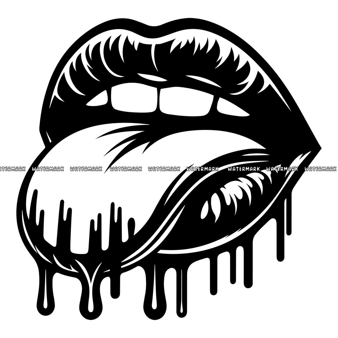 Dripping Lips Melting SVG, Lips DXF, Lips PNG, Lips Cut File, Lips ...