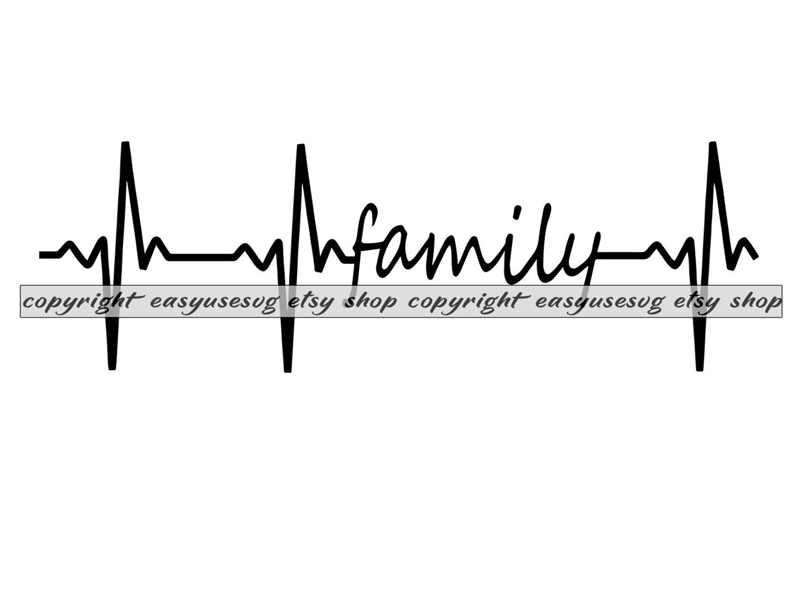 Family Heartbeat Pulse EKG SVG DXF Png Clipart Silhouette Cut File - Etsy
