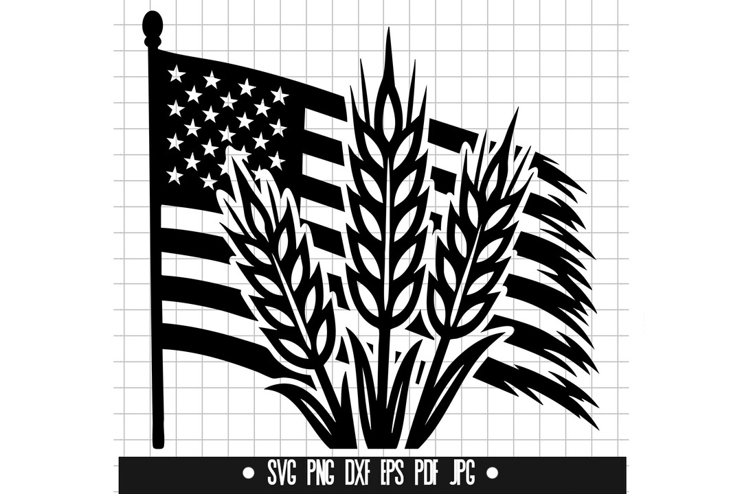 Wheat Usa Flag SVG, American Flag Wheat DXF, Wheat PNG, Wheat Cut File ...