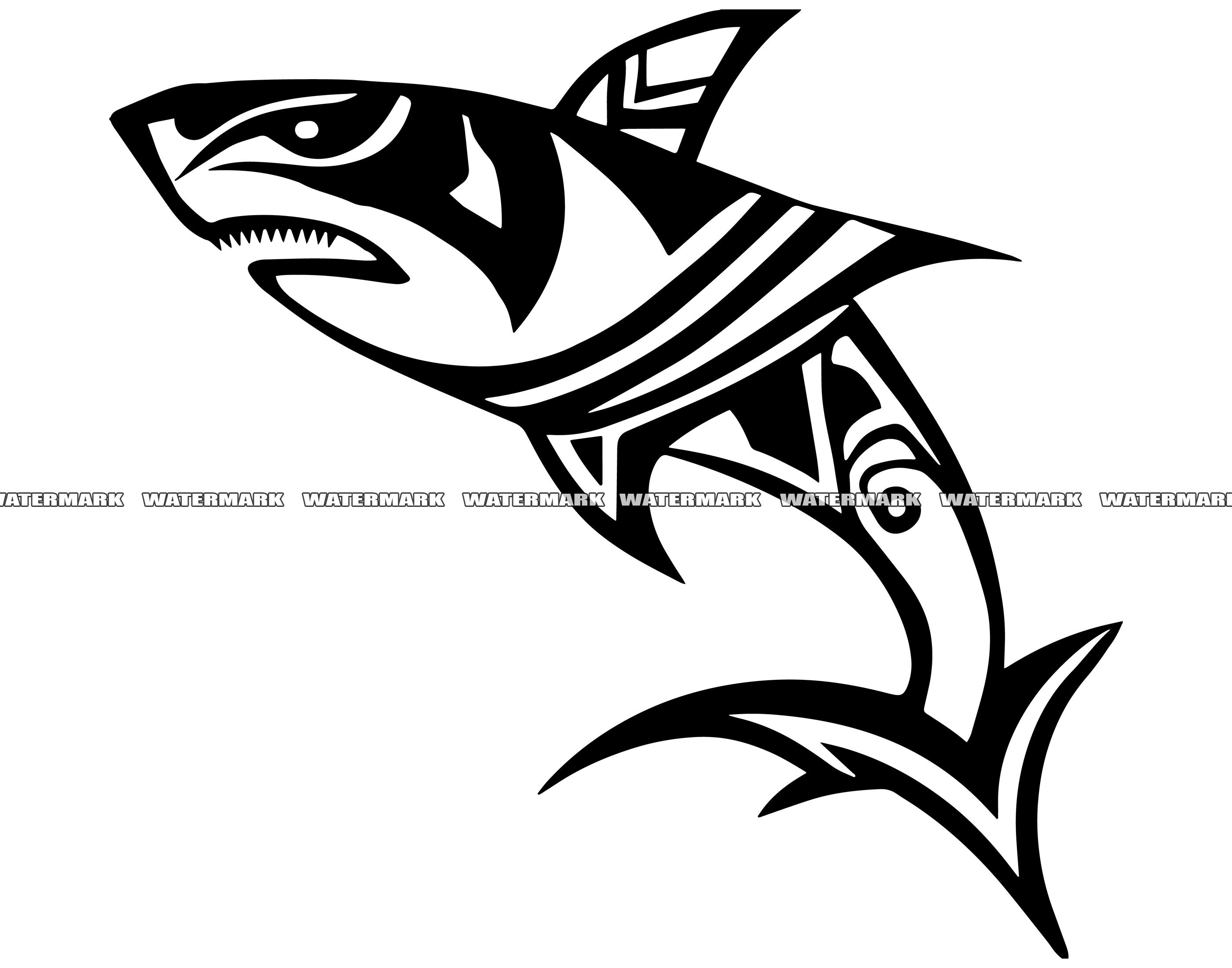 Tribal Shark SVG, 1, Tribal Shark Cut File, Tribal Shark DXF, Tribal ...
