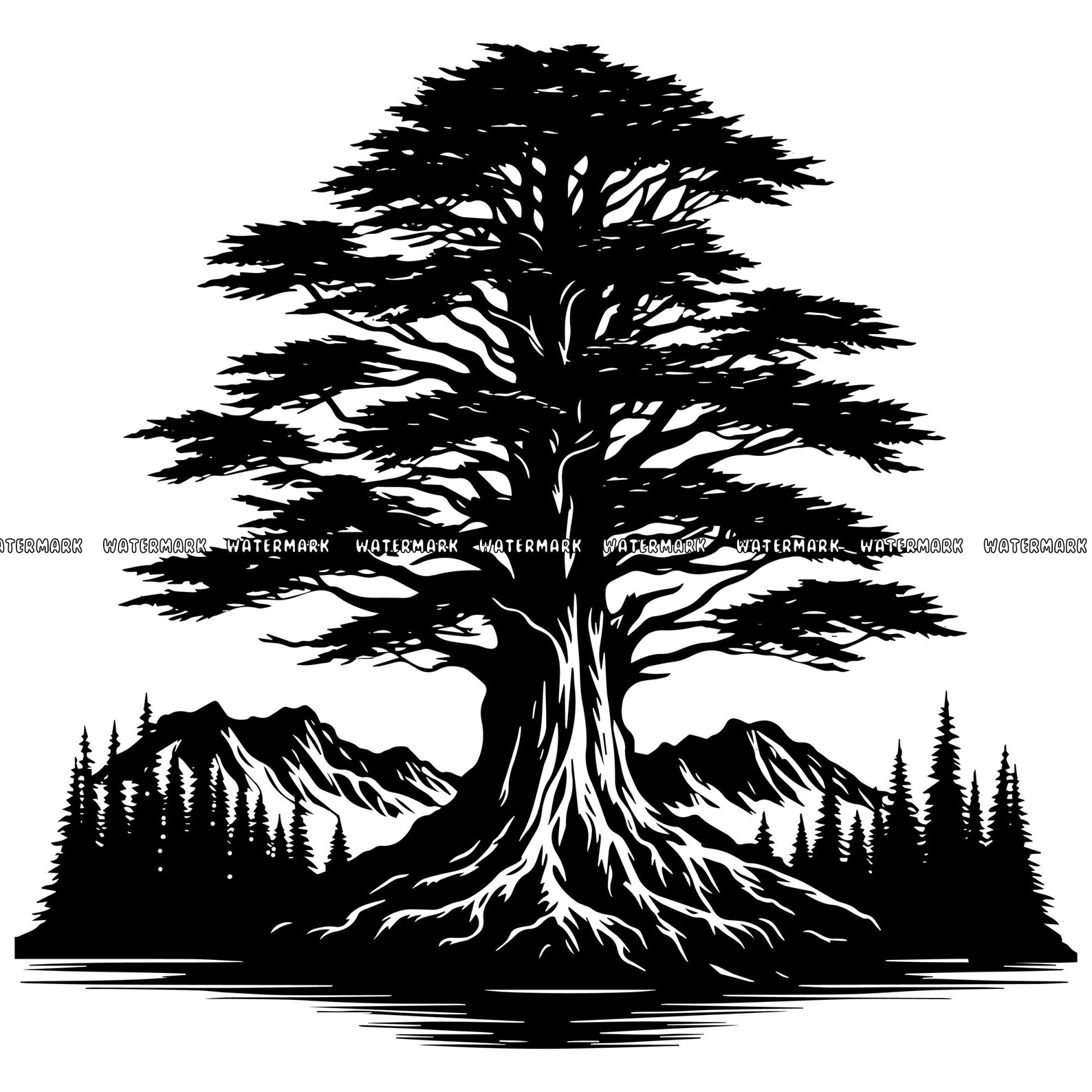 Sequoia Tree SVG, Sequoia Tree DXF, Sequoia Tree PNG, Sequoia Tree Cut ...