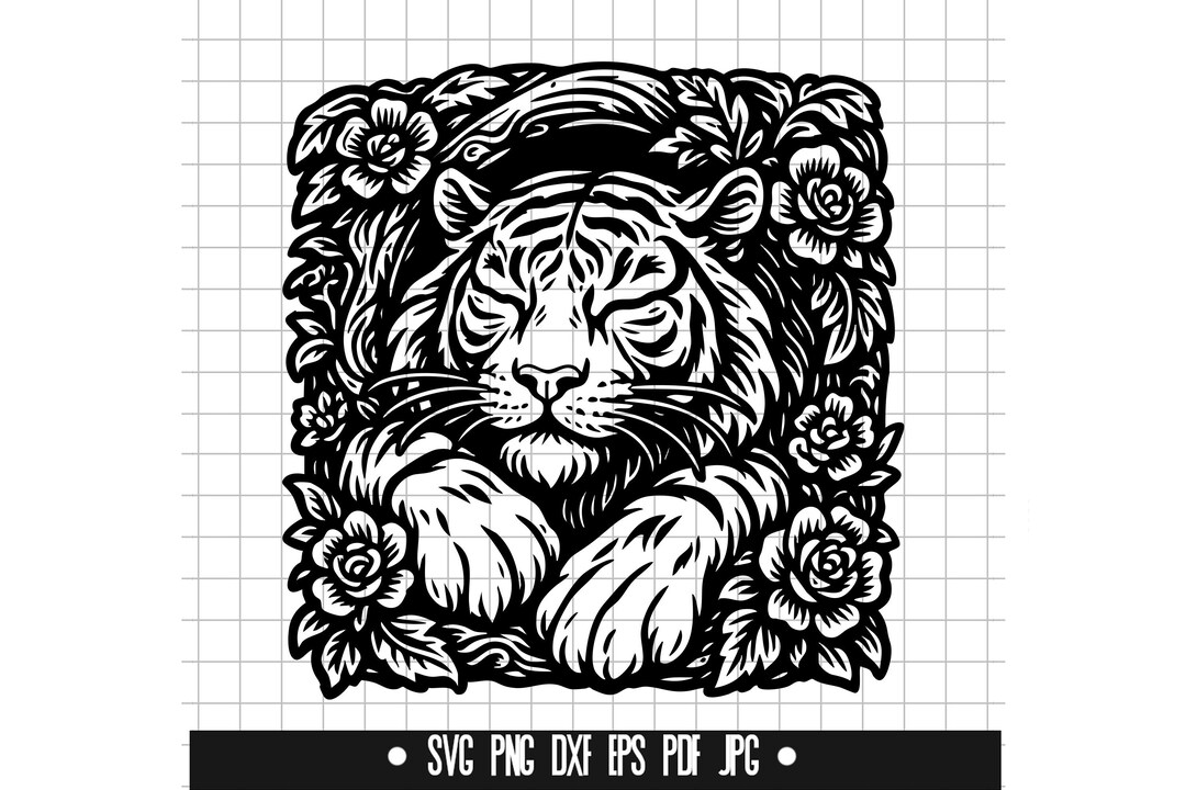 Tiger SVG, Floral Tiger DXF, Tiger PNG, Tiger Cut File, Clipart ...