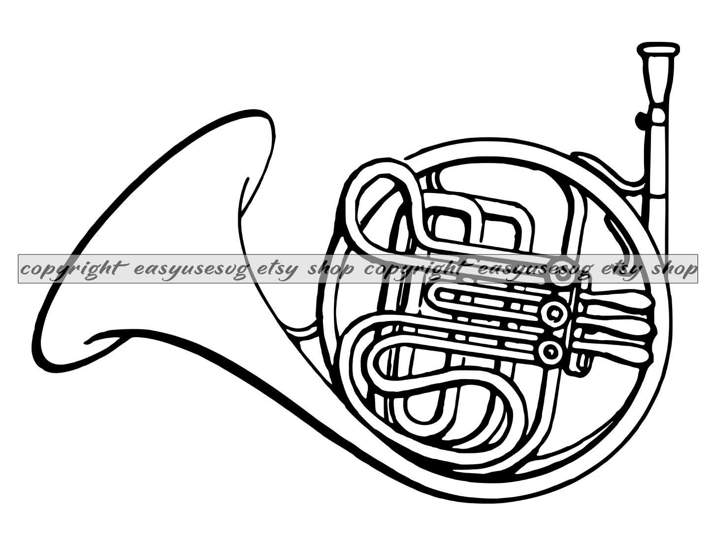 French Horn Coloring Page